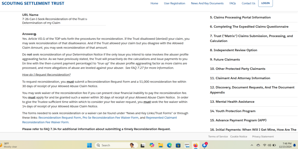 Matrix Claims are Gettting Decision Letters - Boy Scouts of America Victims